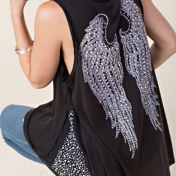 Vocal | Tops | New Rocker Vocal Crystal Angel Wings Bling Harley Biker ...